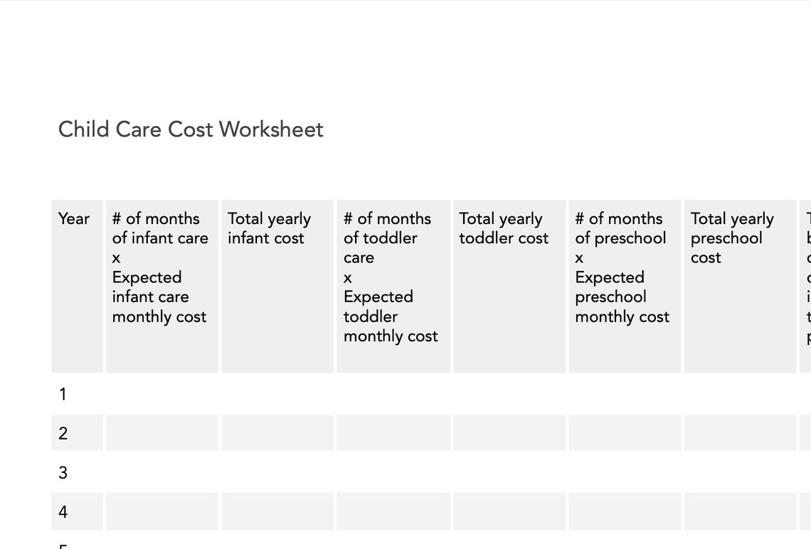 Childcare Tour Checklist Budget Worksheet Checklist PDF Budget PDF ...