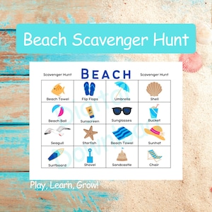 Printable Beach Scavenger Hunt, Summer Scavenger Hunt, Outdoor ...