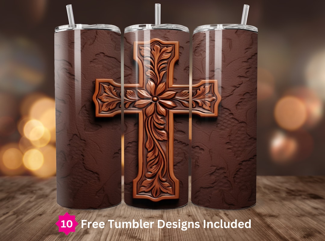 3D Cross Tumbler 20oz Skinny Sublimation Design Digital Download PNG ...