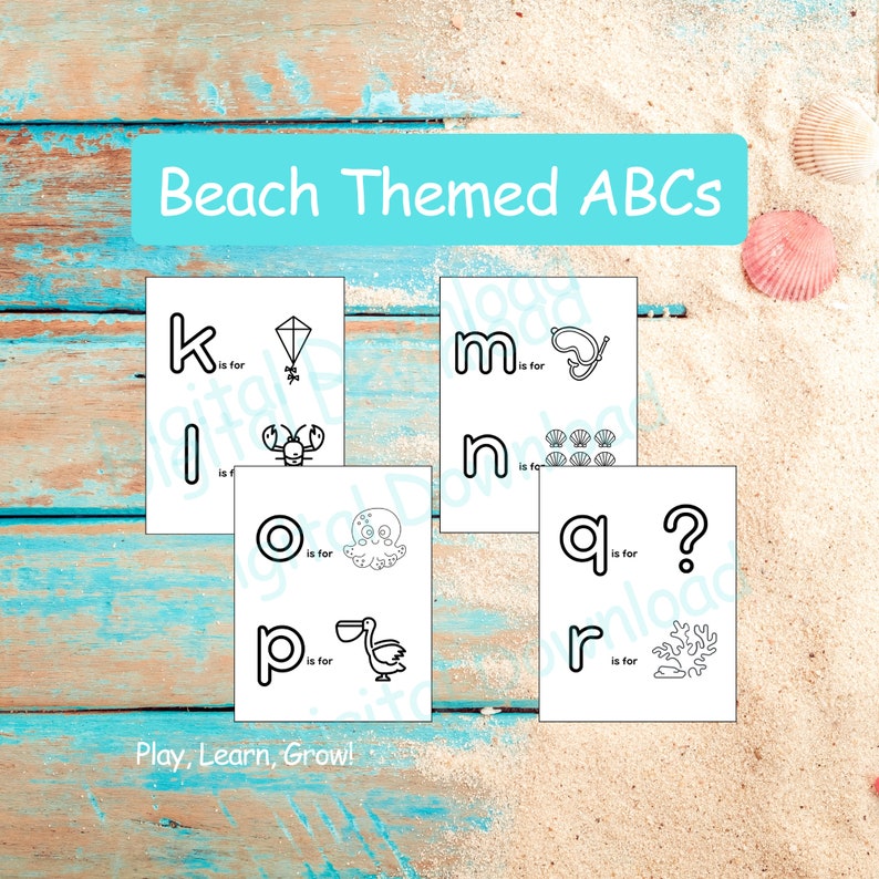 Printable Beach Themed Abcs, Beach Coloring Pages, Beach Vacation Fun ...