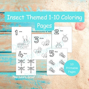 Printable Insect Themed 1-10 Coloring Pages, Outdoor Vacation Fun Png ...