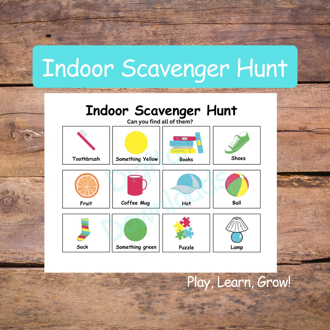 Printable Indoor Scavenger Hunt, at Home Fun Scavenger Hunt, Summer ...