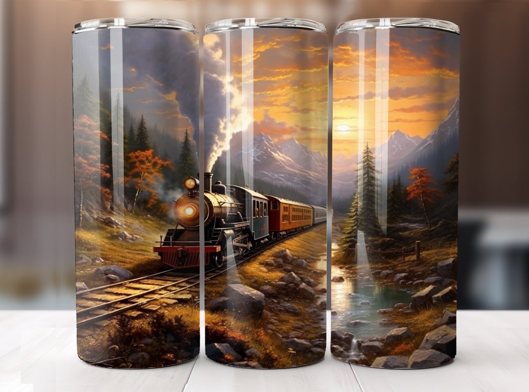 Train Tumbler Sublimation, 20oz Skinny Sublimation Design, Old Fashion ...