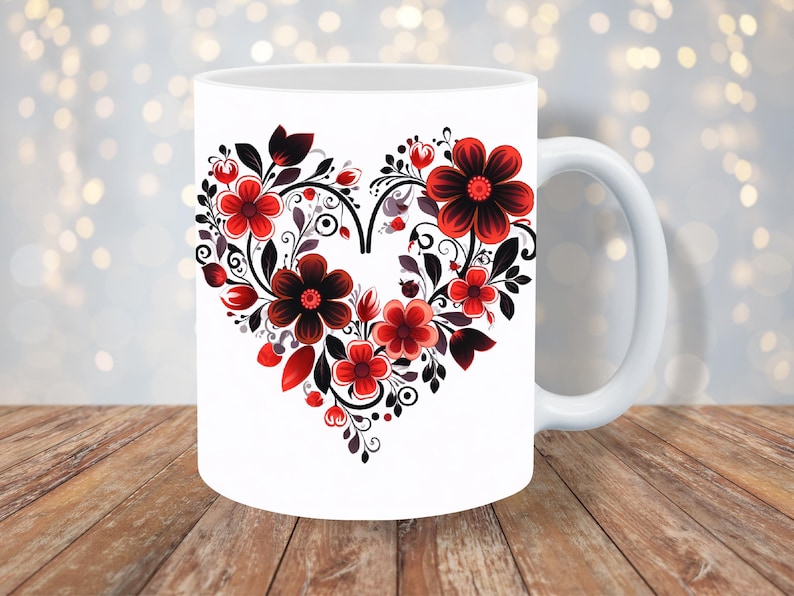 Taza de sublimación con corazón de San Valentín de 11 oz y 15 oz ...