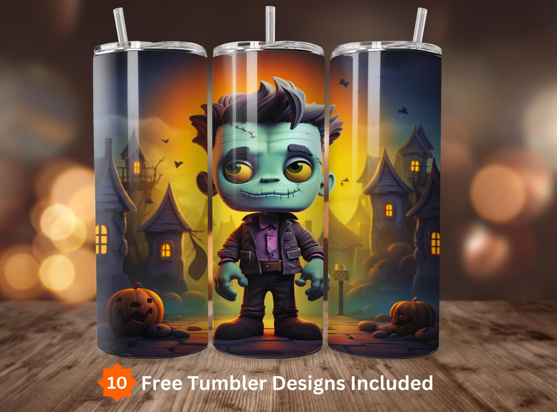Frankenstein Tumbler Wrap 20oz Straight Sublimation Design Digital ...