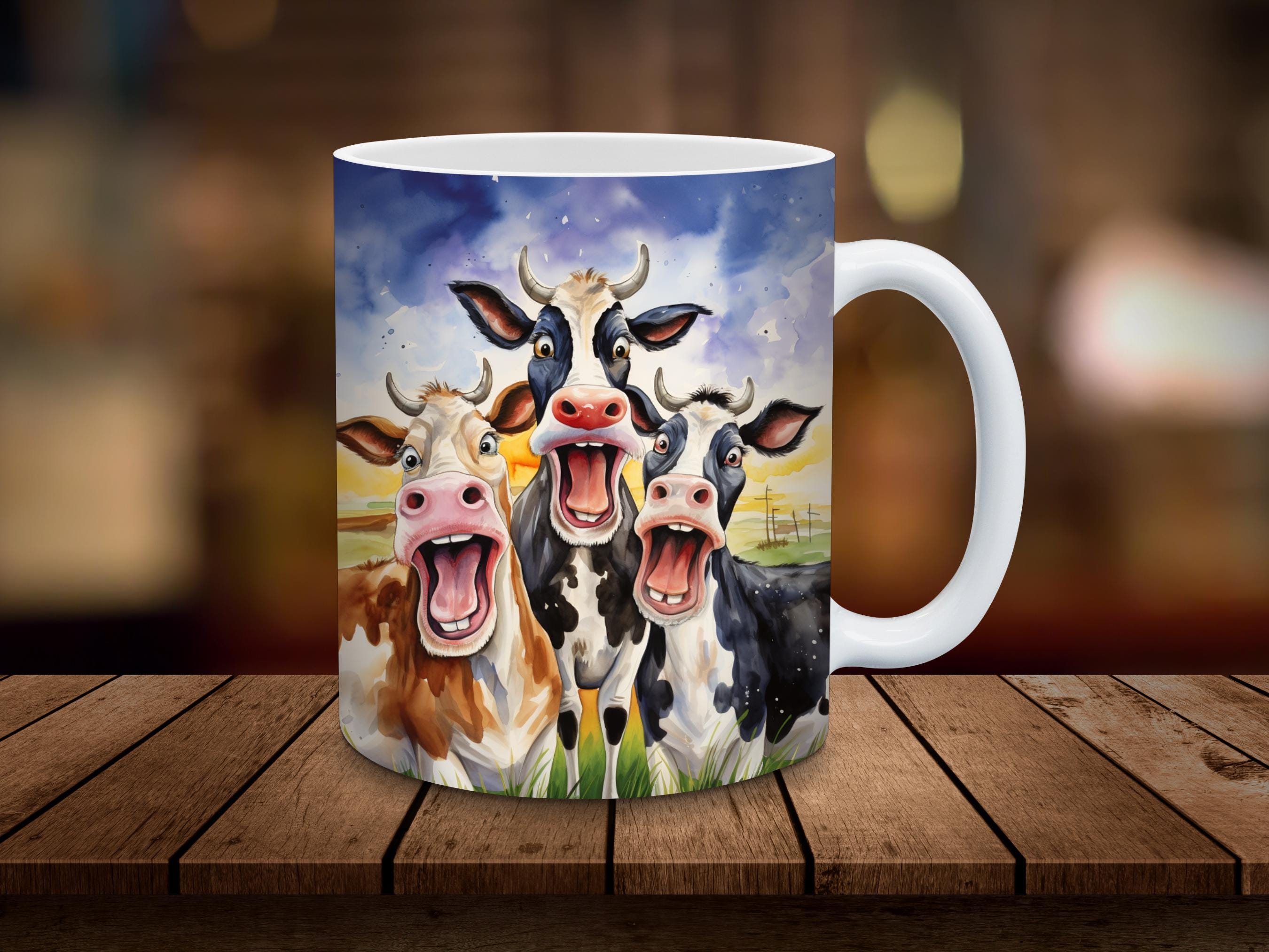 3 Crazy Cows Mug Sublimation, 3D Christmas 11oz, 15oz Mug Sublimation ...