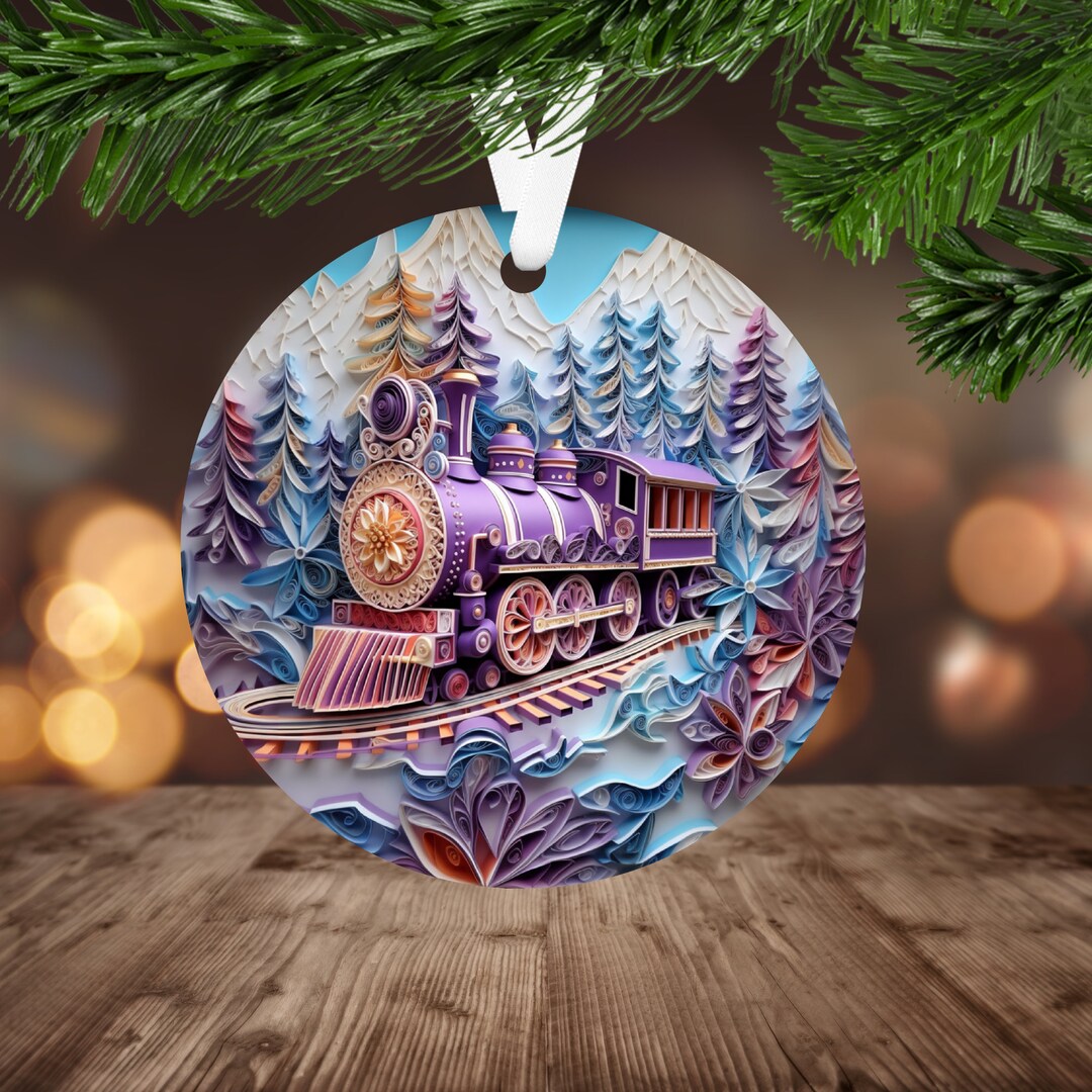 3D Christmas Train Ornament Sublimation PNG Instant Digital Download ...