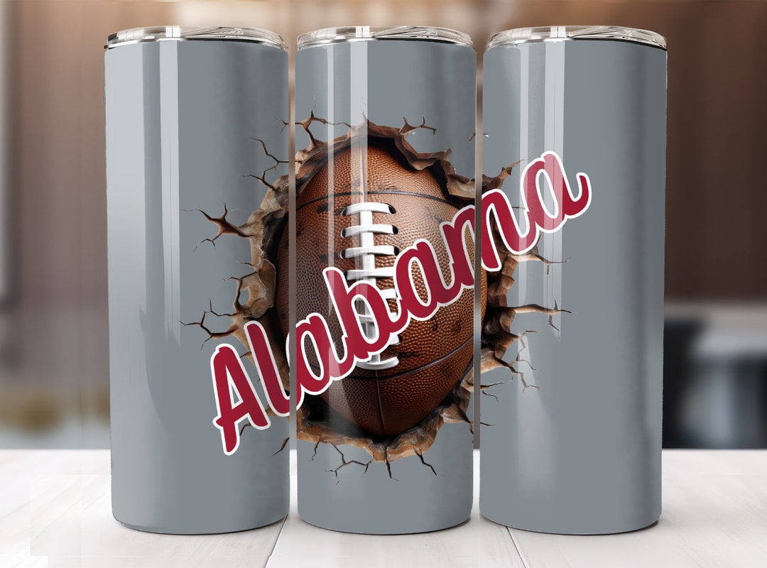 3D Alabama Football Tumbler Wrap Break Through 20oz Skinny Sublimation ...