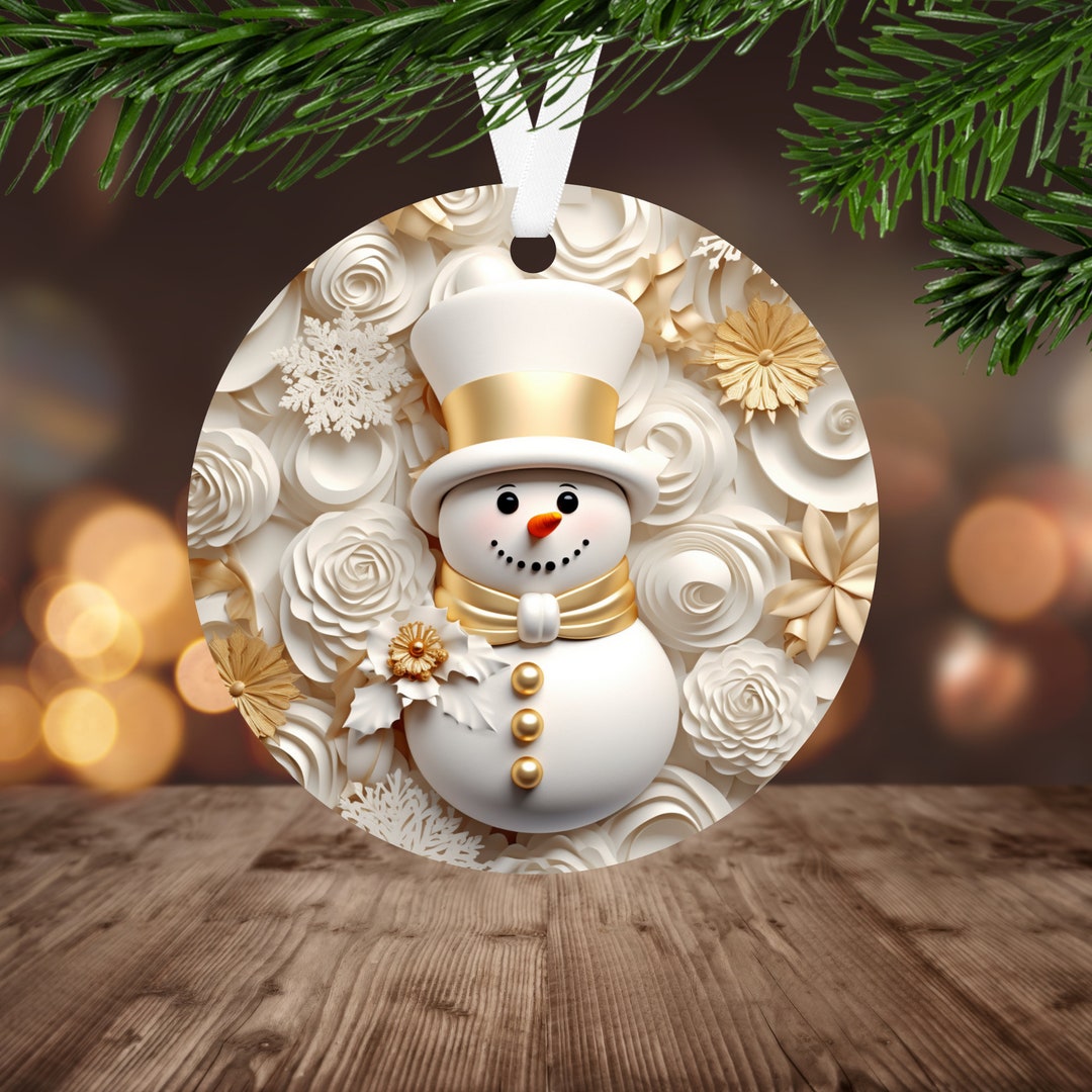 3D Gold Snowman Ornament Sublimation PNG, Instant Digital Download Only ...