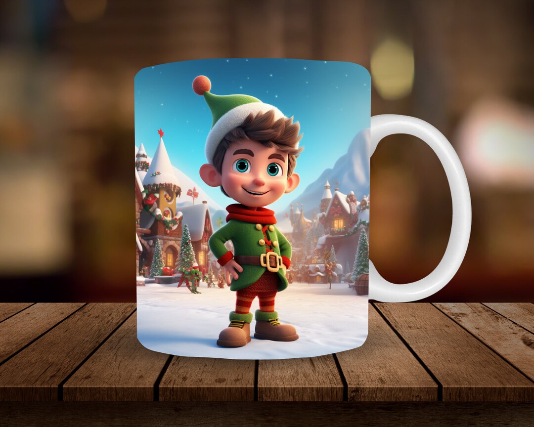 Christmas Elf Mug Sublimation, 3D Christmas 11oz, 15oz Mug Wrap ...