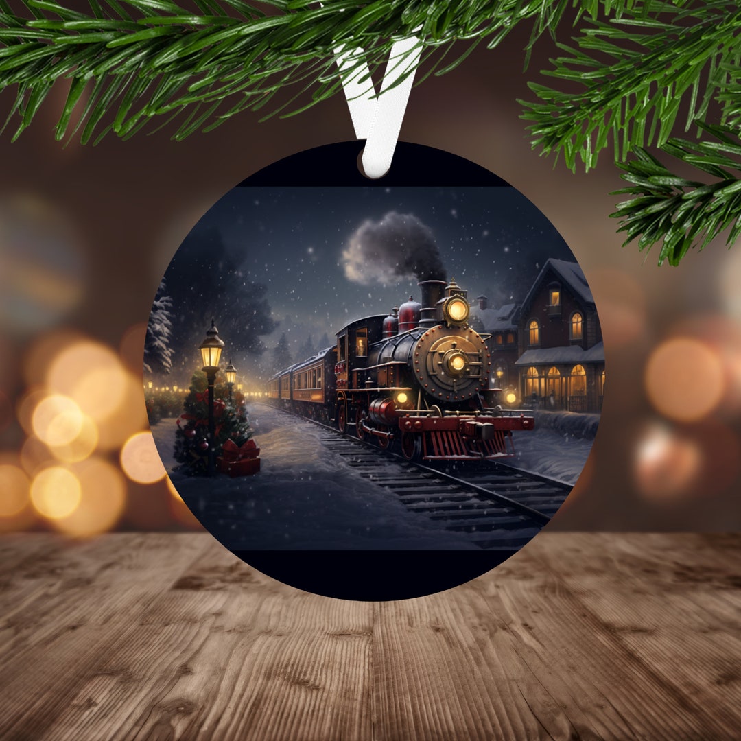 Christmas Steam Train Ornament Sublimation PNG, Instant Digital ...