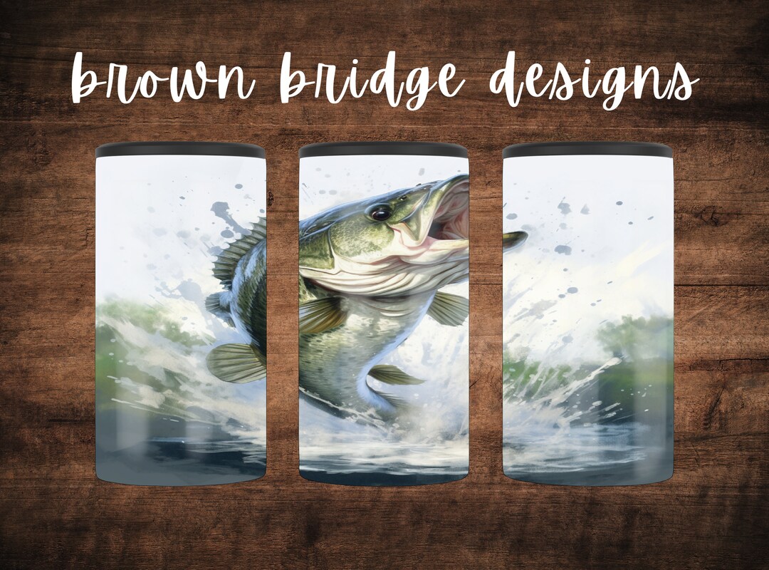 Bass Fish 4 in 1 Can Cooler Sublimation Wrap Design PNG Sublimation 4 ...