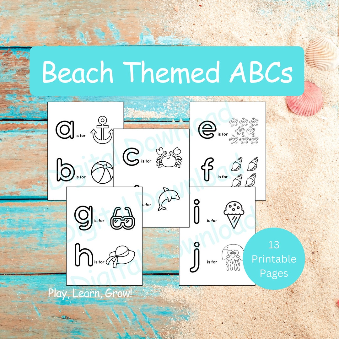 Printable Beach Themed Abcs, Beach Coloring Pages, Beach Vacation Fun ...