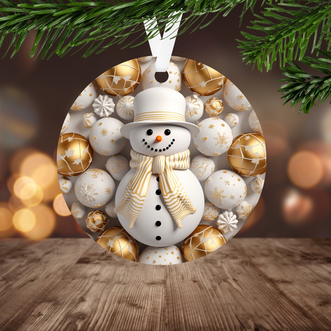 3D Gold Snowman Ornament Sublimation PNG, Instant Digital Download Only ...