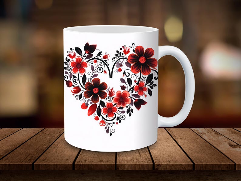 Taza de sublimación con corazón de San Valentín de 11 oz y 15 oz ...