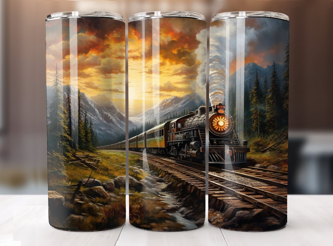 Steam Train Engine 20 Oz Straight Tumbler Sublimation Design Digital ...