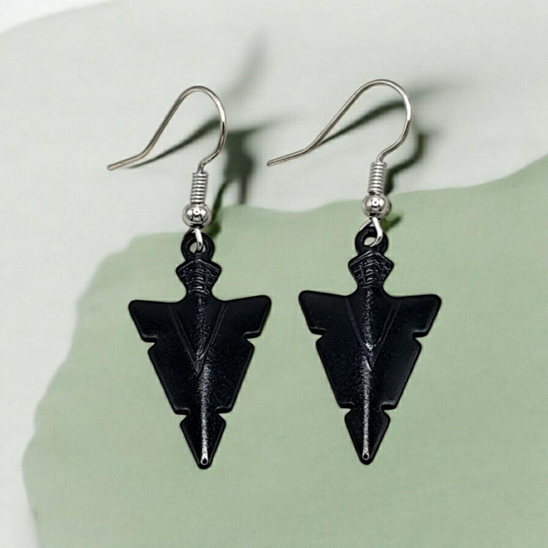 Arrowhead Earrings - Black/silver Options - Lightweight Arrowhead ...