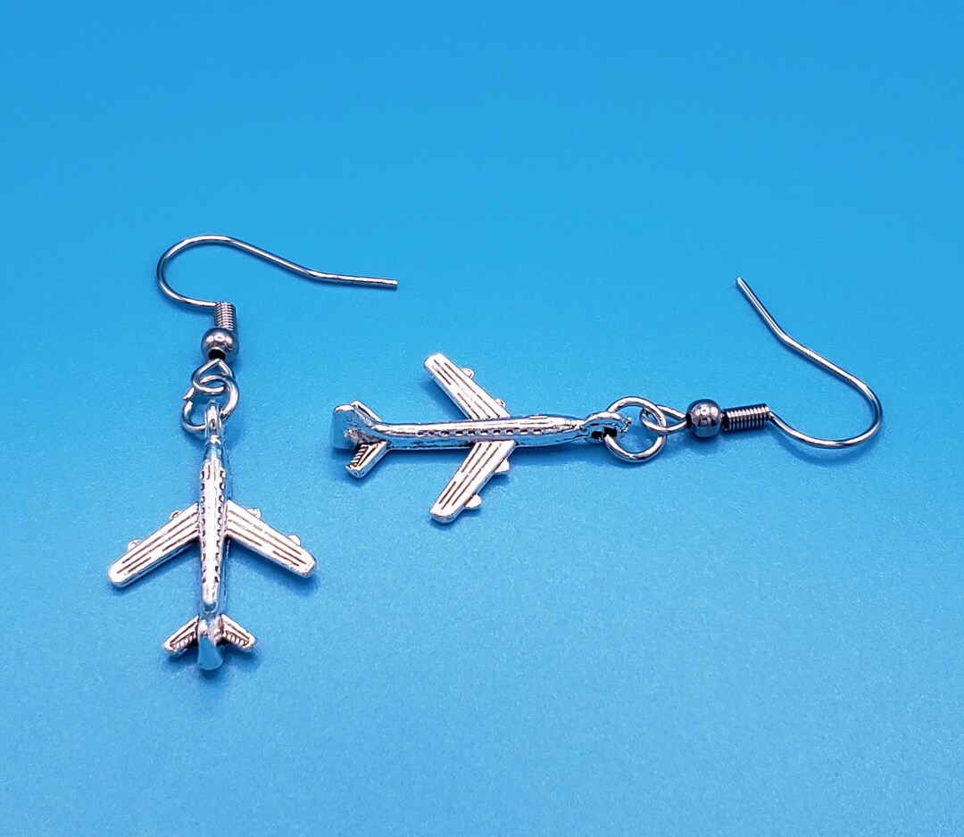 Airplane Earrings - Stainless Steel or Sterling Silver Ear Wires - Gift ...
