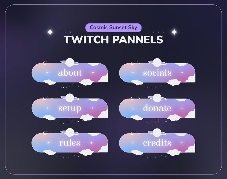 Sunset Cloudy Sky X32 TWITCH Panels for STREAMERS and V-TUBERS | Cosmic ...