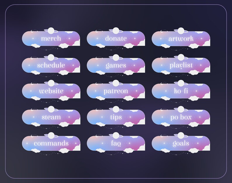 Sunset Cloudy Sky X32 TWITCH Panels for STREAMERS and V-TUBERS Cosmic ...