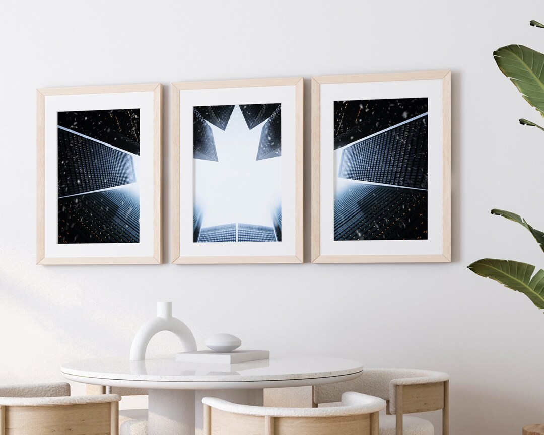 Architecture Poster Set, Minimalist Digital Print, 3 Piece Wall Art ...