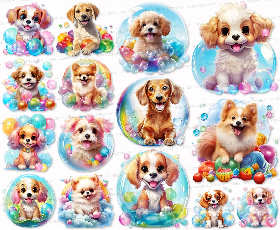 Rainbow Puppy Clipart Bundle: 26 Digital Images (PNG SVG EPS) - Etsy