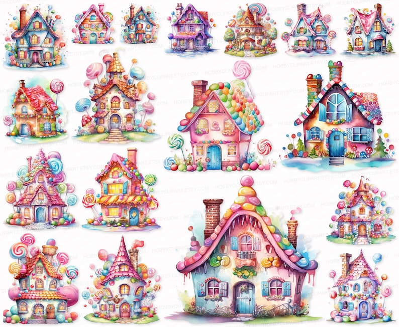Watercolor Fairy House Clipart Set: Whimsical Cottage PNG SVG (digital ...