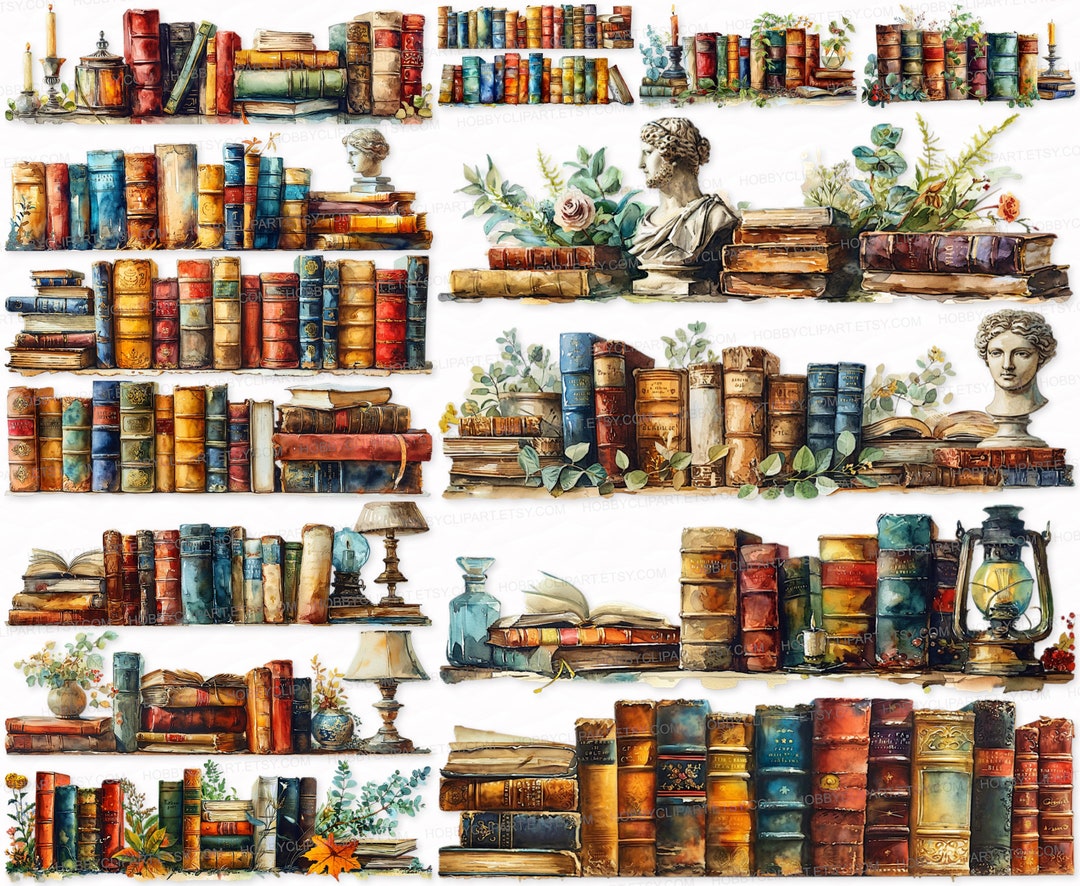 Vintage Book Border Clipart Bundle 25 PNG SVG Sublimation Design ...