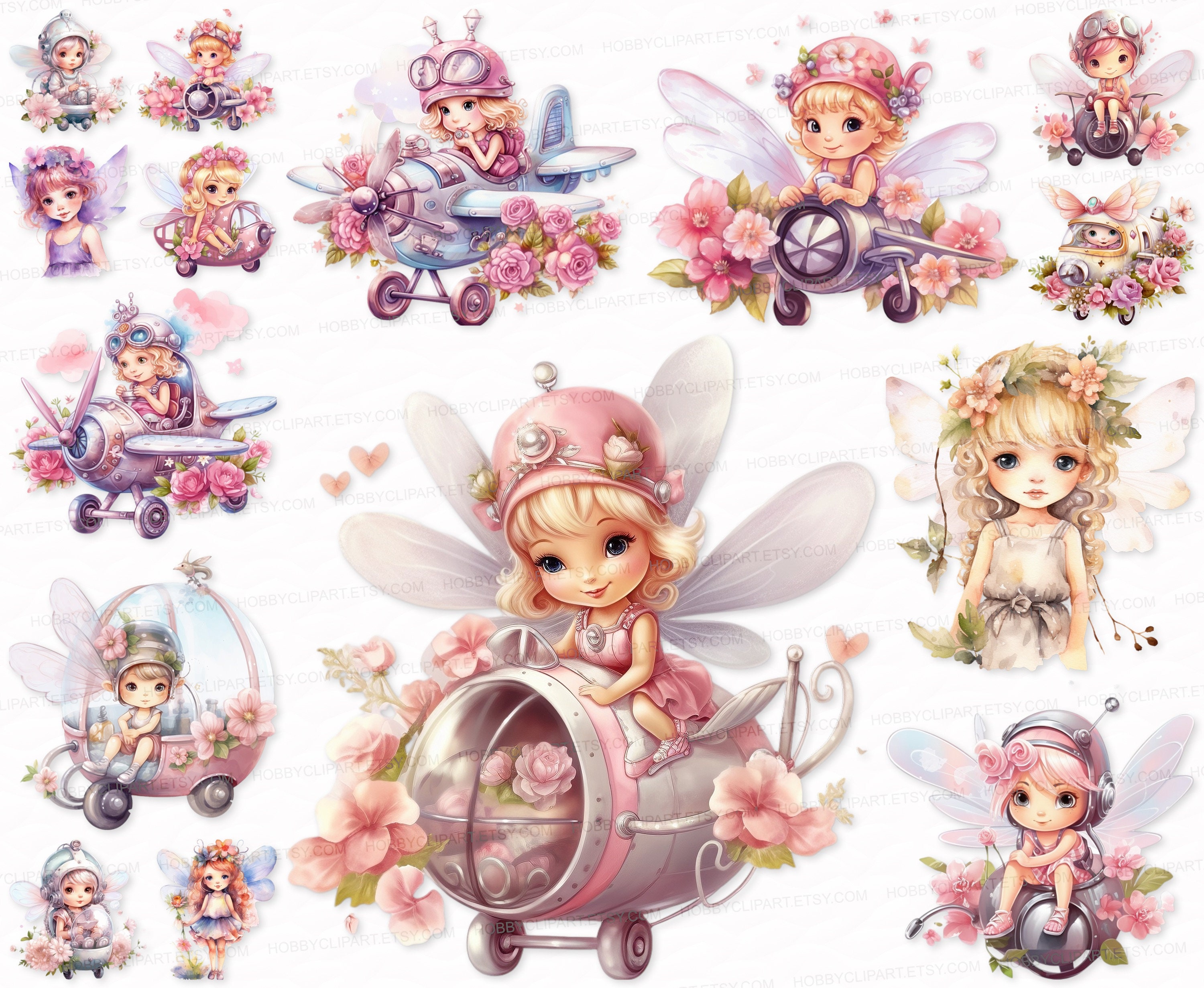 Fairy PNG SVG Watercolor Clipart Set Cute Air Fairy Clip Art Fairy ...