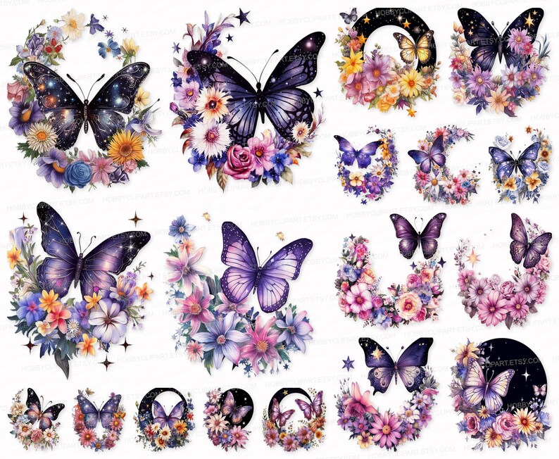 Butterfly Clipart Bundle 17 PNG SVG Printable Sublimation Designs ...