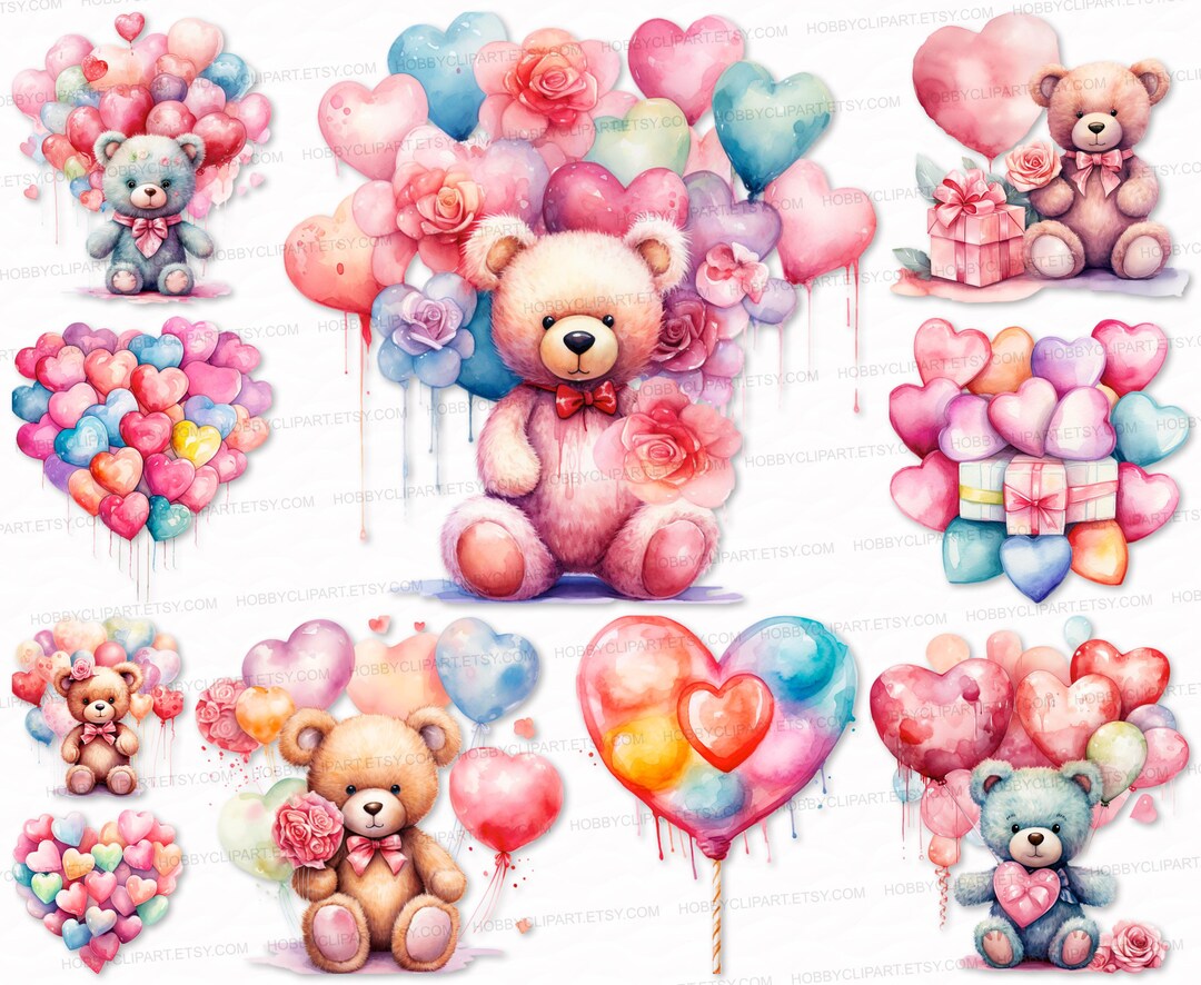 Valentines Teddy Bear Clipart Set: PNG SVG Bundle (digital Download) - Etsy