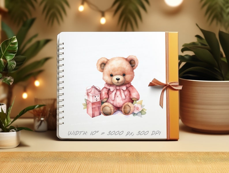 Cute Teddy Bear PNG SVG Watercolor Clipart Set Transparent Background ...