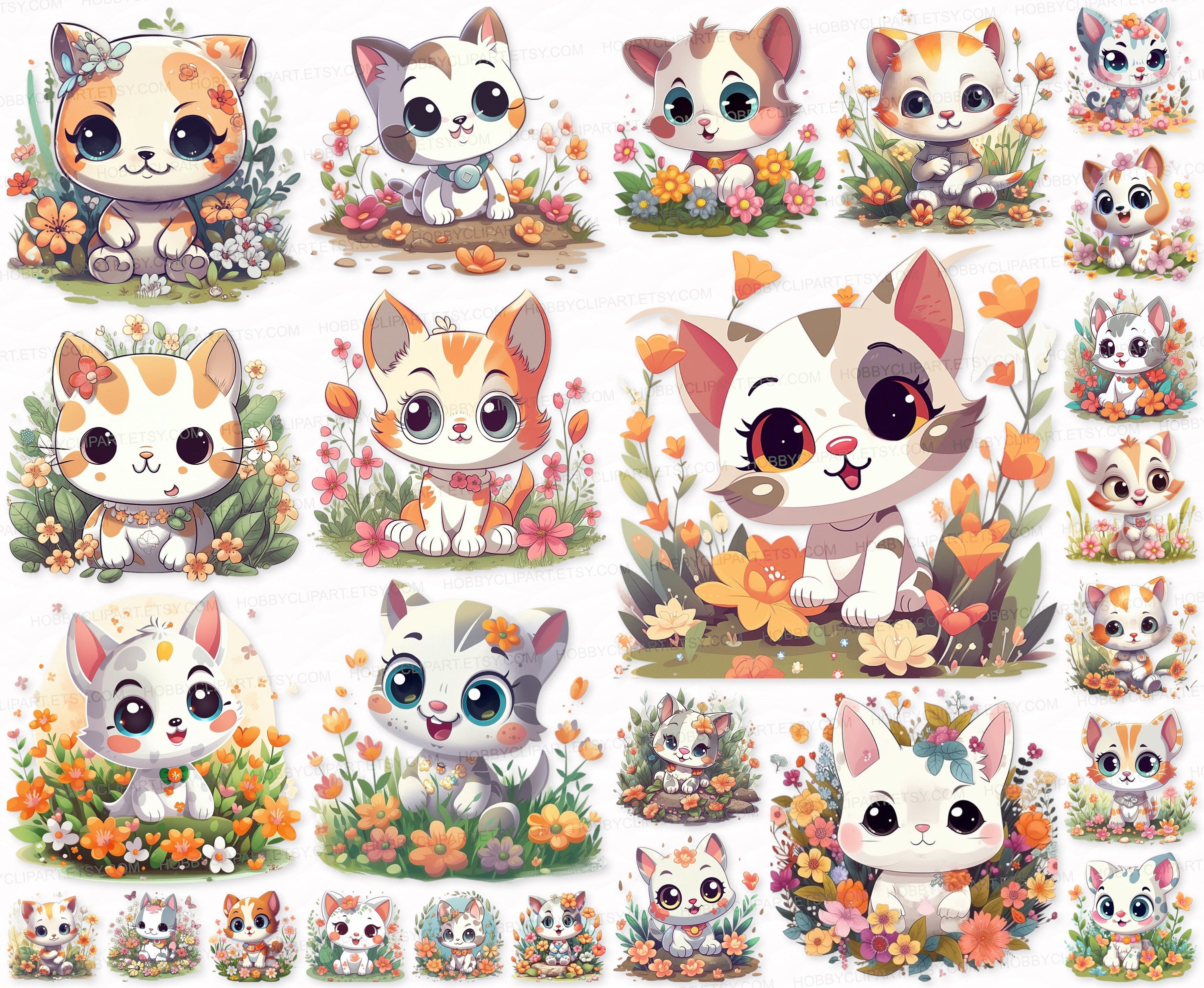 Cute Kitten PNG SVG Clipart Set Kittens Clip Art Kitten - Etsy