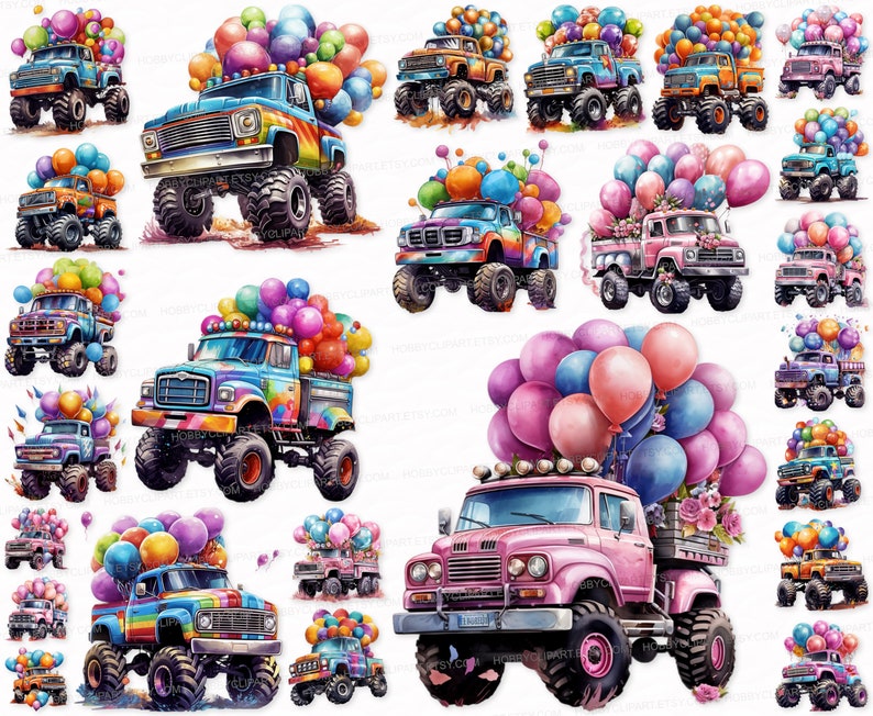 Holiday Monster Truck SVG PNG Clipart Pack 25 Png Transparent ...