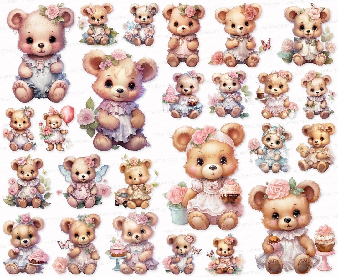 Watercolor Teddy Bear Clipart Set: PNG, SVG (digital Download) - Etsy