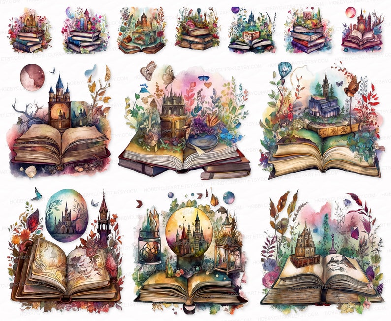 Mystical Book Clipart Bundle: 23 PNG SVG Designs (digital Download ...