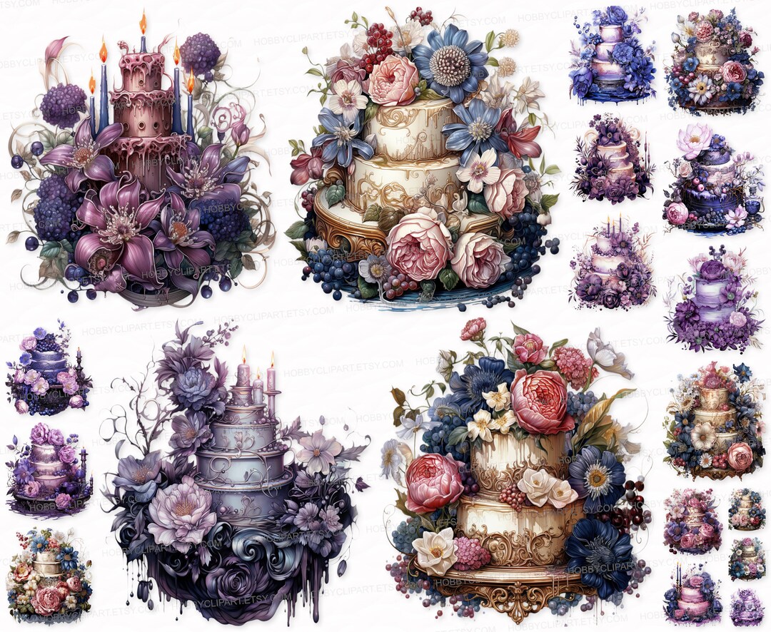 Mystical Gothic Cake PNG SVG Clipart Bundle 18 Printable Sublimation ...