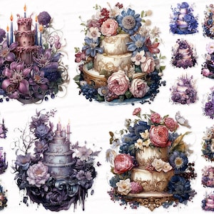 Mystical Gothic Cake PNG SVG Clipart Bundle 18 Printable Sublimation ...