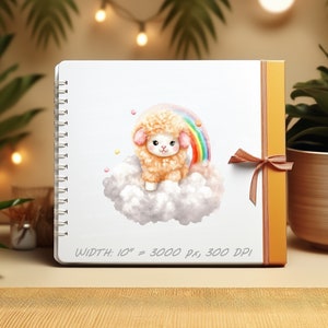 Watercolor Baby Sheep Clipart: Rainbow Lamb PNG SVG Set (digital ...
