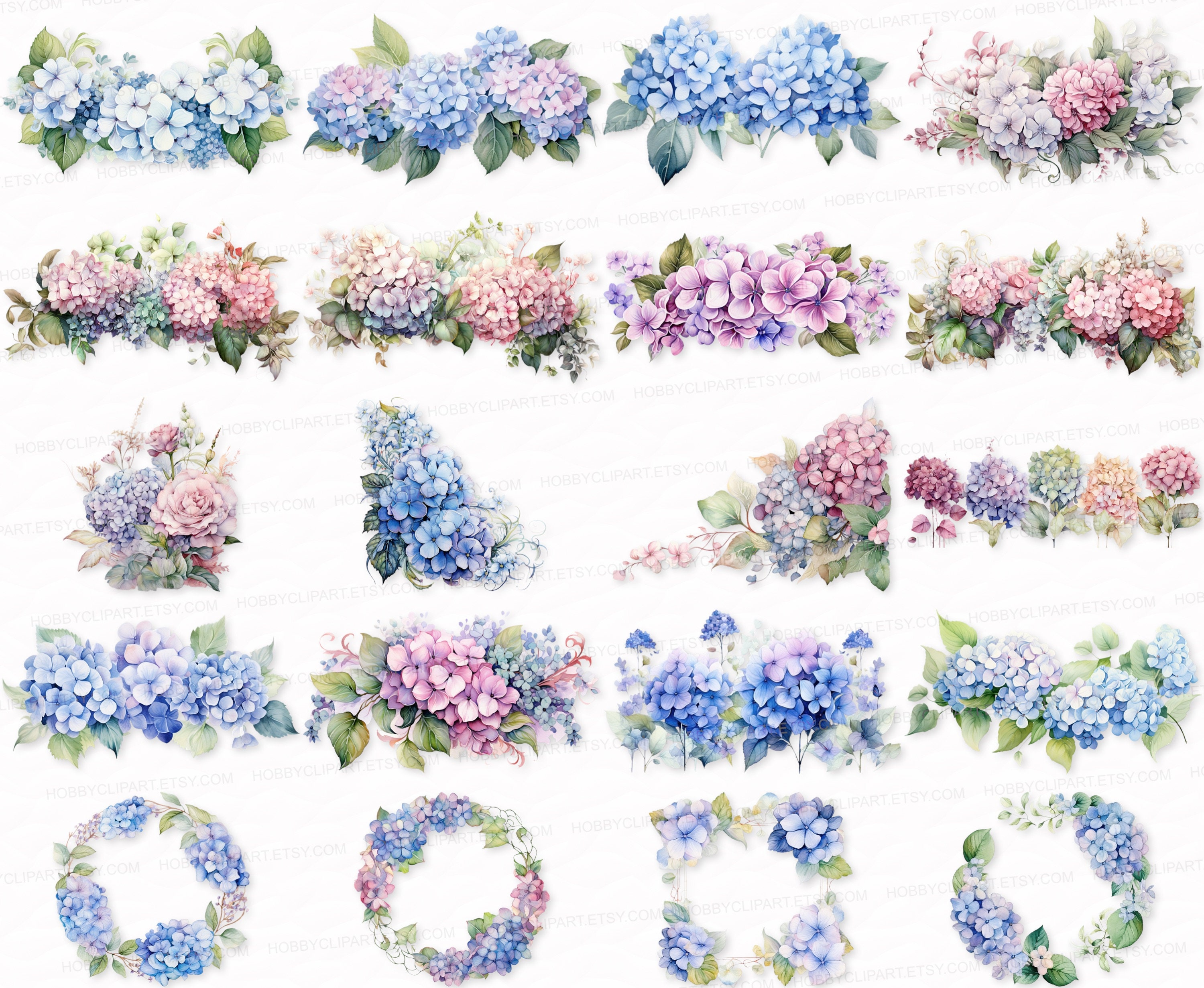 Hydrangea PNG SVG Clipart Floral Corner Border Frame Elements - Etsy Canada