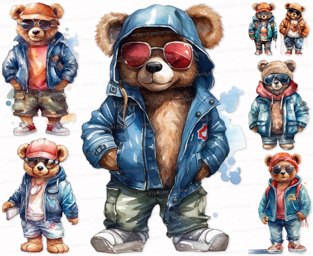 Teddy Bear PNG SVG Watercolor Clip Art Set Cool Teddy Bear Clip Art ...