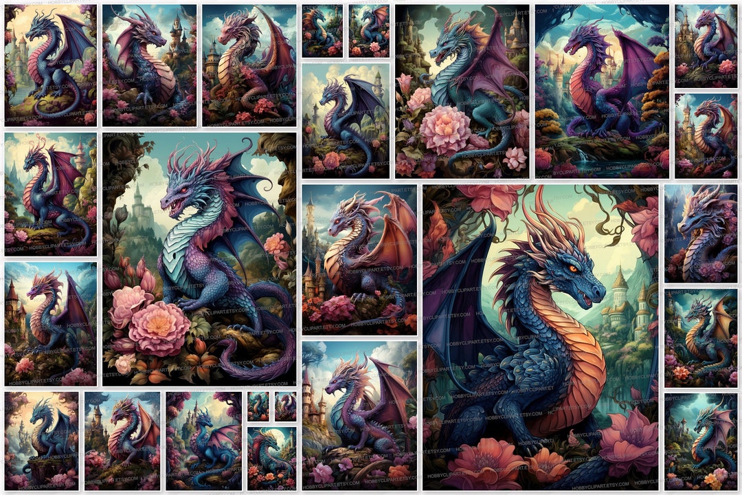Dragon Digital Paper Set: Printable Scrapbook Kit (digital Download) - Etsy