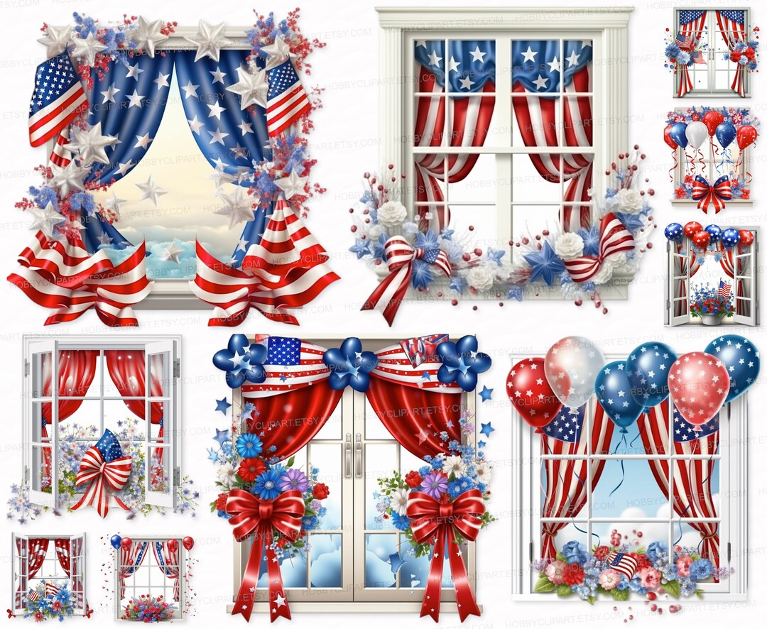 Windows With Flags PNG SVG Independence Day Patriotism Photorealistic ...