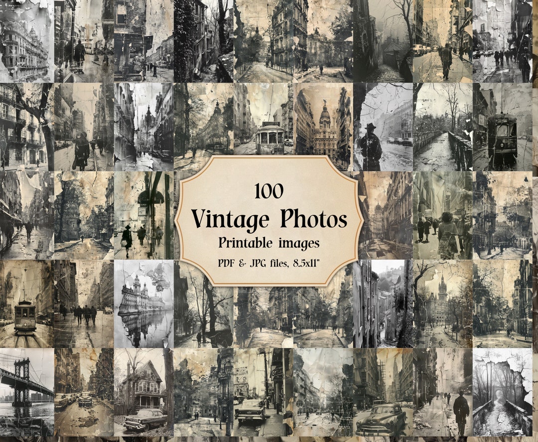 Black and White Set of Torn Crumpled Vintage City Photographs 100 JPG ...