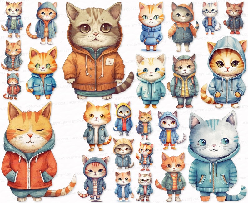 Cute Cats Clipart Pack, Kitty Kitten PNG SVG (digital Download) - Etsy