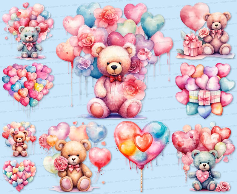 Valentines Teddy Bear Clipart Set: PNG SVG Bundle (digital Download) - Etsy