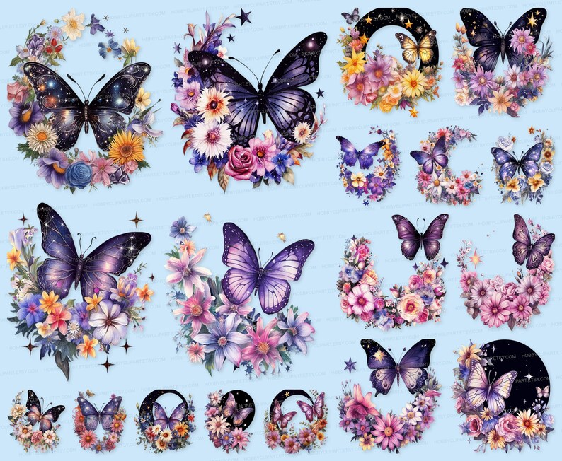 Butterfly Clipart Bundle 17 PNG SVG Printable Sublimation Designs ...