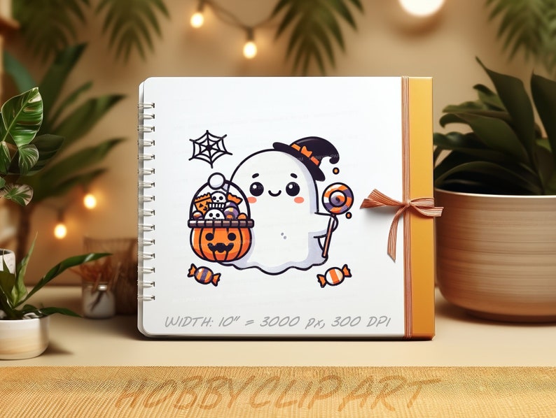 Kawaii Halloween Clipart Bundle: Ghost, Cat, Spider (30 PNG SVG Files ...