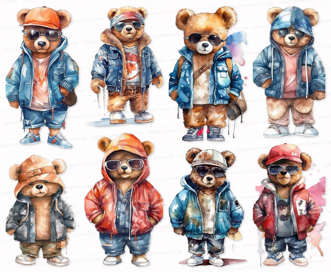 Teddy Bear PNG SVG Watercolor Clip Art Set Cool Teddy Bear Clip Art ...