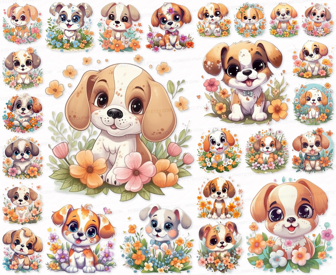 Cute Puppy PNG SVG Clipart Set Puppy Clip Art Puppy Sublimation Digital ...